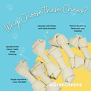 Hotspot Pets 10 Pack - 6-7 Inch Certified Facility Rawhide Dog Chews - from Grass Fed Brazilian Cows - Promotes Tooth Health and Good Behavior (10 Pack)