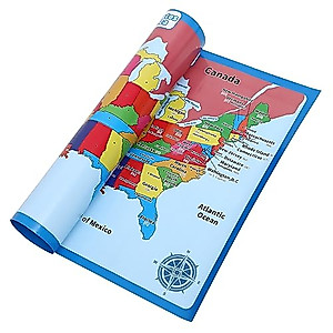 2 Sheets United States map poster US map supplies playroom decor supply accessories accessory supply Cartoon flip chart synthetic paper Operitacx