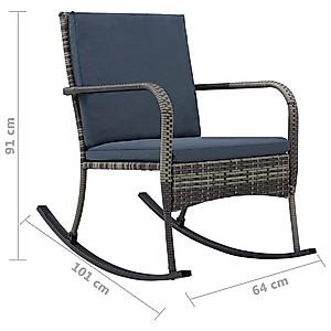 Outdoor Porch Rocker Chair for Adult, All Weather- Resistant Patio Rocking Chair for Garden Lawn Garden Rocking Chair Poly Rattan Anthracite
