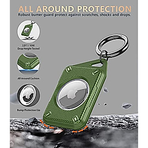 Olytop Waterproof AirTag Holder for Apple Airtag Keychain Case,Water Resistance Shockproof Anti-Scratch TPU & Clear PC Double ProtectionS Case for Apple Air Tag Tracker Key Ring, Black+Green
