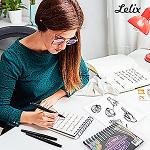Lelix Felt Tip Pens, 15 Black Pens, 0.7mm Medium Point Felt Pens, Felt Tip Markers Pens for Journaling, Writing, Note Taking, Planner, Perfect for Art Office and School Supplies