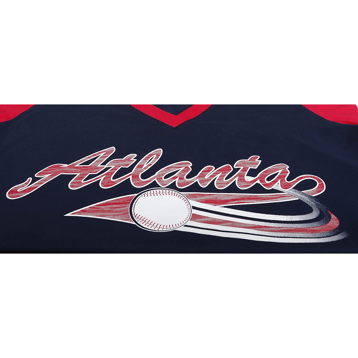 Geneisteck Womens City Baseball V Neck Fans Raglan T-Shirts - Navy & Red (Size:XL)