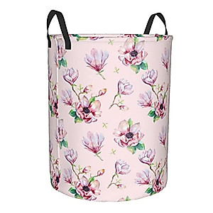 Laundry Basket Magnolia Flower Hampers for Laundry with Handles