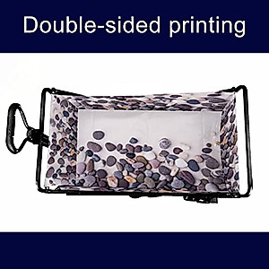 Collapsible Wagon Cart Varied Pebbles on White top View Foldable Utility Wagon Large Capacity Garden Cart with Push Bar for Beach Camp Outdoor Shopping