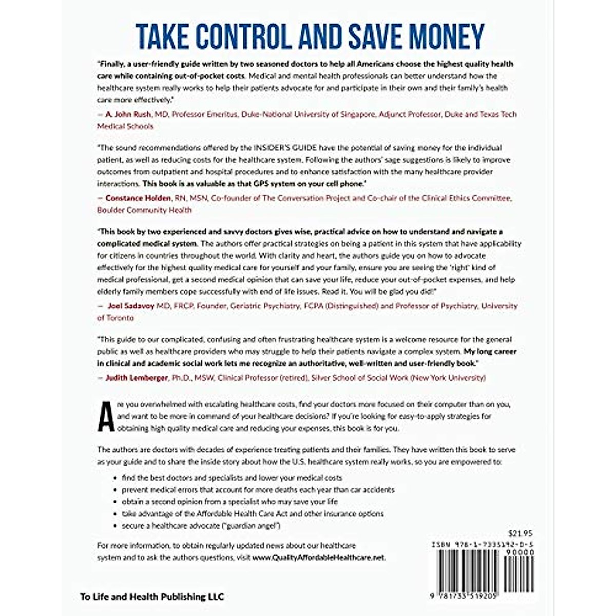 Insider's Guide to Quality Affordable Healthcare: Practical Strategies to Navigate our Complex System and Save Money