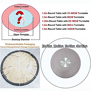 EMENAR Glass Lazy Susan Turntable 40in, Rotating Dining Table Service Tray For Food Delivery, Thickness 10mm - Hotel Restaurant Decor (Size : 90cm/36in)