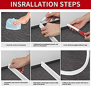 GenericBrands 59 Inch Collapsible Shower Water Dam Threshold, Bathroom Water Stopper Barrier Keeps Water Inside Dry and Wet Separation for Sink or Shower