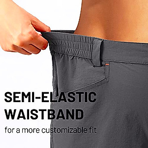 MIER Women's Quick Dry Stretchy Hiking Shorts Lightweight Travel Shorts with 5 Pockets, Water Resistant, Graphite Grey, 10