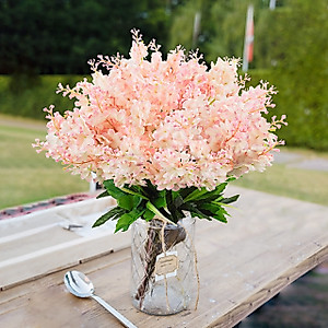 Uieke 4Pcs Artificial Flowers Wisteria Bundle Fake Flowers Silk Floral Bouquet Arrangements for Home Wedding Party Garden Fences Decor Light Pink