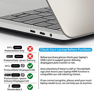 USB C to Dual HDMI Adapter，12 in 1 USB C Docking Station Dual Monitor with DP，USB3.0 Port, PD Charger, Gigabit Ethernet SD/TF Card Reader and Mic/Audio for MacBook Air Pro and More Type C Devices