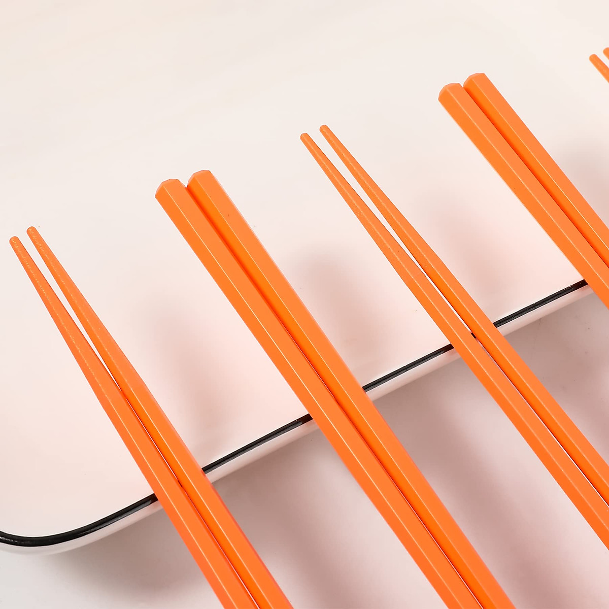 10 Pairs Chopsticks-Reusable Chopsticks Dishwasher Safe, 9.63 inch/24.5cm Fiberglass Matte Non-Slip Family/ Hotel/ Restaurant Chop Sticks, Chinese/Japanese Chop Sticks, Orange