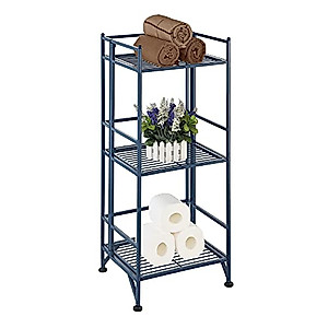 Convenience Concepts Xtra Storage 3 Tier Folding Metal Shelf, Cobalt Blue