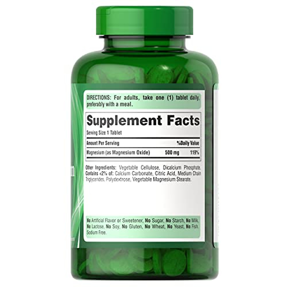 Puritans Pride Magnesium 500 Mg-250 Tablets, 250 Count