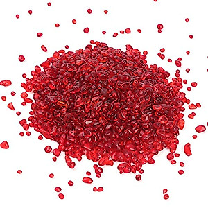 Reflective Tempered High Luster Fire Glass, Fire Pit Glass Gravel,Fire Glass Rocks Pebbles,Glass Beads Gems for Fish Tank Aquarium Garden Flower Pot Decoration 3-6mm 525g/18.51oz (Red)