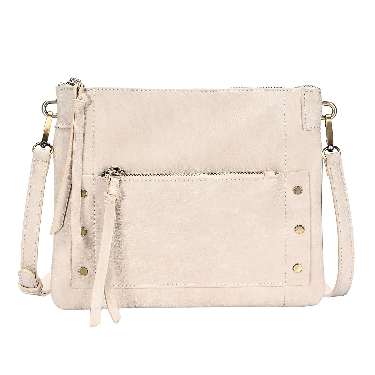 Antik Kraft The Savannah Crossbody Shoulder Bag - Bone | Vegan leather Crossbody Shoulder Bag | Shoulder Bag with removable crossbody strap 53-63 cm | 11in x 1.5in x 8.5in |