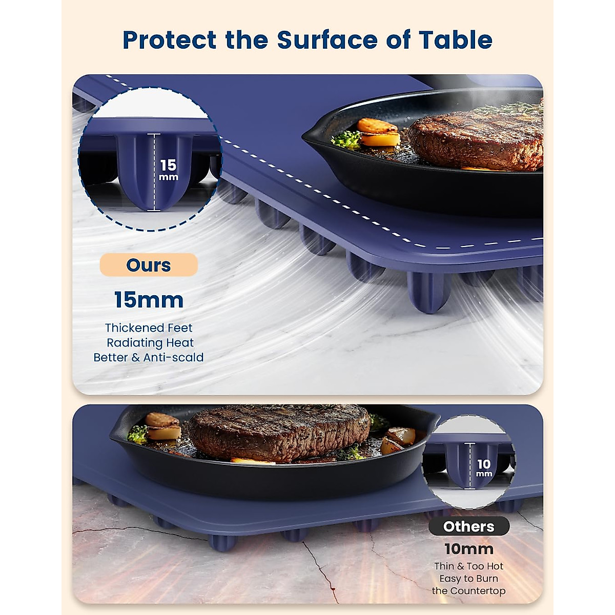 Food Warming Mat - Fast Heating Silicone Electric Warming Tray with 4 Level Temperature, Raised Feet Protects Table, Roll Up Buffet Hot Plates Heat Pad, Portable Food Warmer for Parties Home Travel