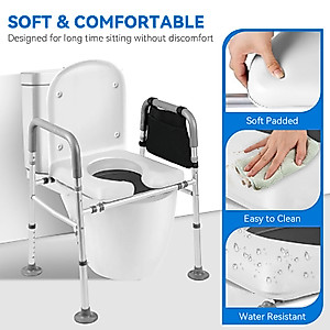 Arctikmint Raised Toilet Seat with Handles, Adjustable Commode Chair for Toilet with Arms, Toilet Seat Risers for Seniors, Shower Commode Chair, 350lb Handicap Toilet Seat