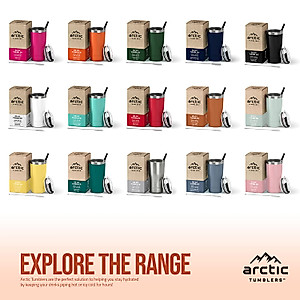 Arctic Tumblers | 20 oz Orange Insulated Tumbler with Straw & Cleaner - Retains Temperature up to 24hrs - Non-Spill Splash Proof Lid, Double Wall Vacuum Technology, BPA Free & Built to Last