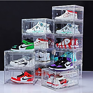 Shoe Boxes Clear Plastic Stackable Shoe Storage Organizers For Man and Women,Detachable and Versatile Space-Saving Closet Organizer Shoe Container for Sneakers High heels 14.96 x 10.24 x 7.87 inches (Transparency, 12 pcs)