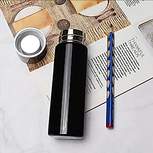 Dxobay Cute Slim Water Bottles, Mini Kids Water Bottle, Insulated Stainless Steel Water Bottles, Thermos Water Bottle with Vacuum Sealing & Double Wall Design(4.4 Oz, Black)