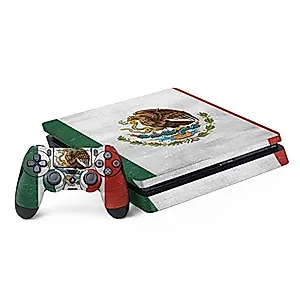 Skinit Decal Gaming Skin Compatible with PS4 Slim Bundle - Originally Designed Mexico Flag Distressed Design
