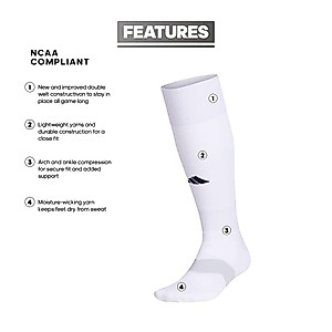 adidas Unisex Metro 6 Soccer (1-pair) OTC Sock Team, White/Clear Grey/Black, Medium US