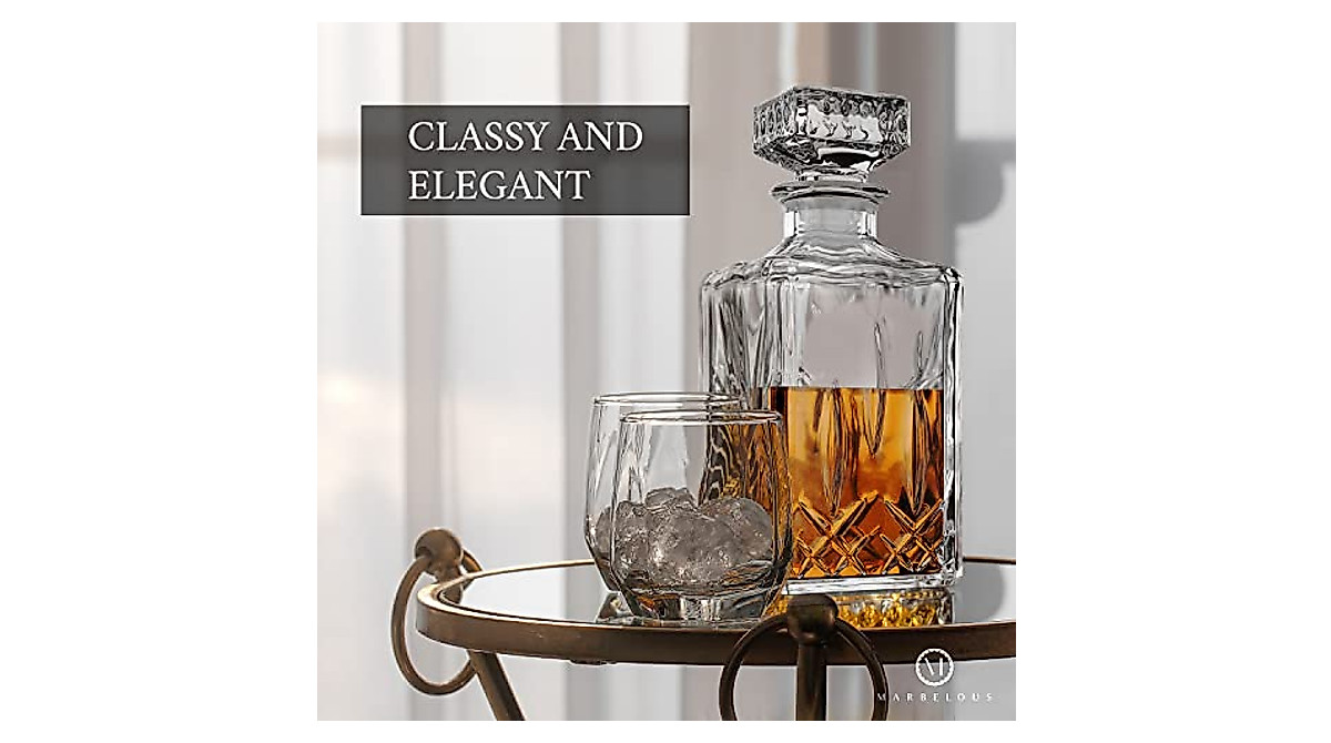 Elegant Glass Whiskey Decanter Set of 2 - 800ml