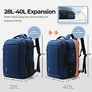 Large Travel Backpack Airline Approved - Carry On Backpack with Detachable Laptop Bag Fits 17 Inch Laptop - Lightweight Personal Item Travel Backpack for Men Women (Navy)