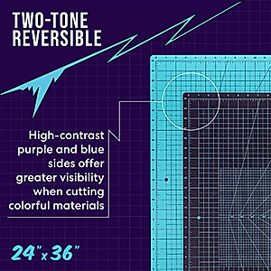 Zoid 18" x 24" Self-Healing Cutting Mat, PVC Grid Mat, Crafting and Sewing Mat for Multiple Projects, Arts and Crafts, Silhouette Cutting, Cyan/Purple BP