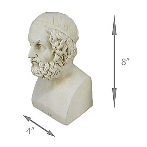 Aristotle and Homer Bust Antique White Plaster Bookends: Timeless Grecian Philosophy Sculptures, 8 Inches High, Decorative Pillars of Wisdom for Your Bookshelves