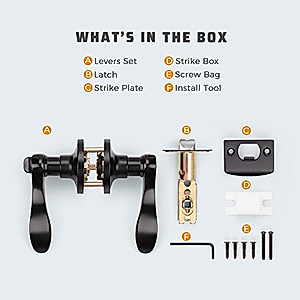 KNOBWELL 10 Pack Matte Black Door Handle Privacy Door Levers Interior Black Bedroom Door Handle Knobs, Reversible for Right/Left Side, Drop Lever Shape