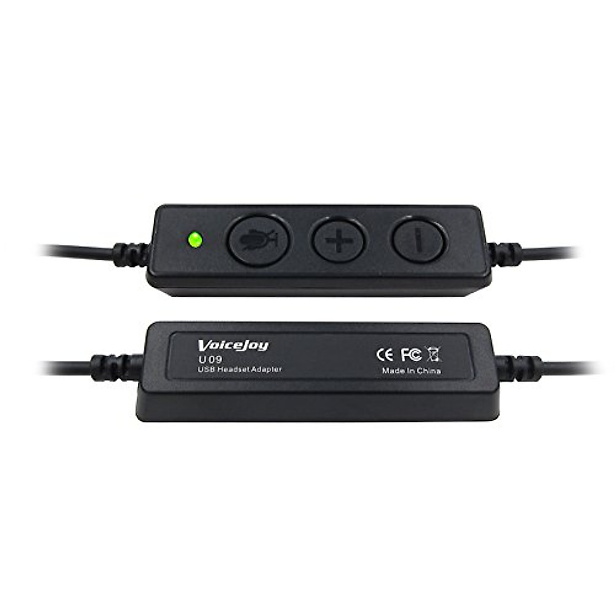 VoiceJoy USB Adapter Compatible with Any Plantronics or VoiceJoy Wired Headset with a QD and Includes Volume Control and Mute Functionality (Connect Headset to PC, Laptop and Softphones)