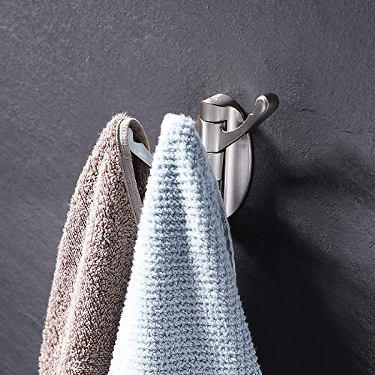 KES Solid Metal Swivel Hook Heavy Duty Folding Swing Arm Triple Coat Hook with Multi Three Foldable Arms Towel/Clothes Hanger for Bathroom Kitchen Garage Wall Mounted Brushed Nickel, A5060-2