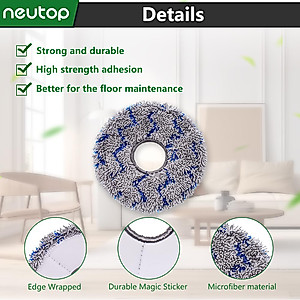 neutop Replacement Mopping Pads Microfiber Mop Cloths Compatible with Ecovacs Deebot X1 Turbo/Omni, T10 Turbo/Omni, T20, X2, Robot Vacuums Parts Accessories, 4-Pack.