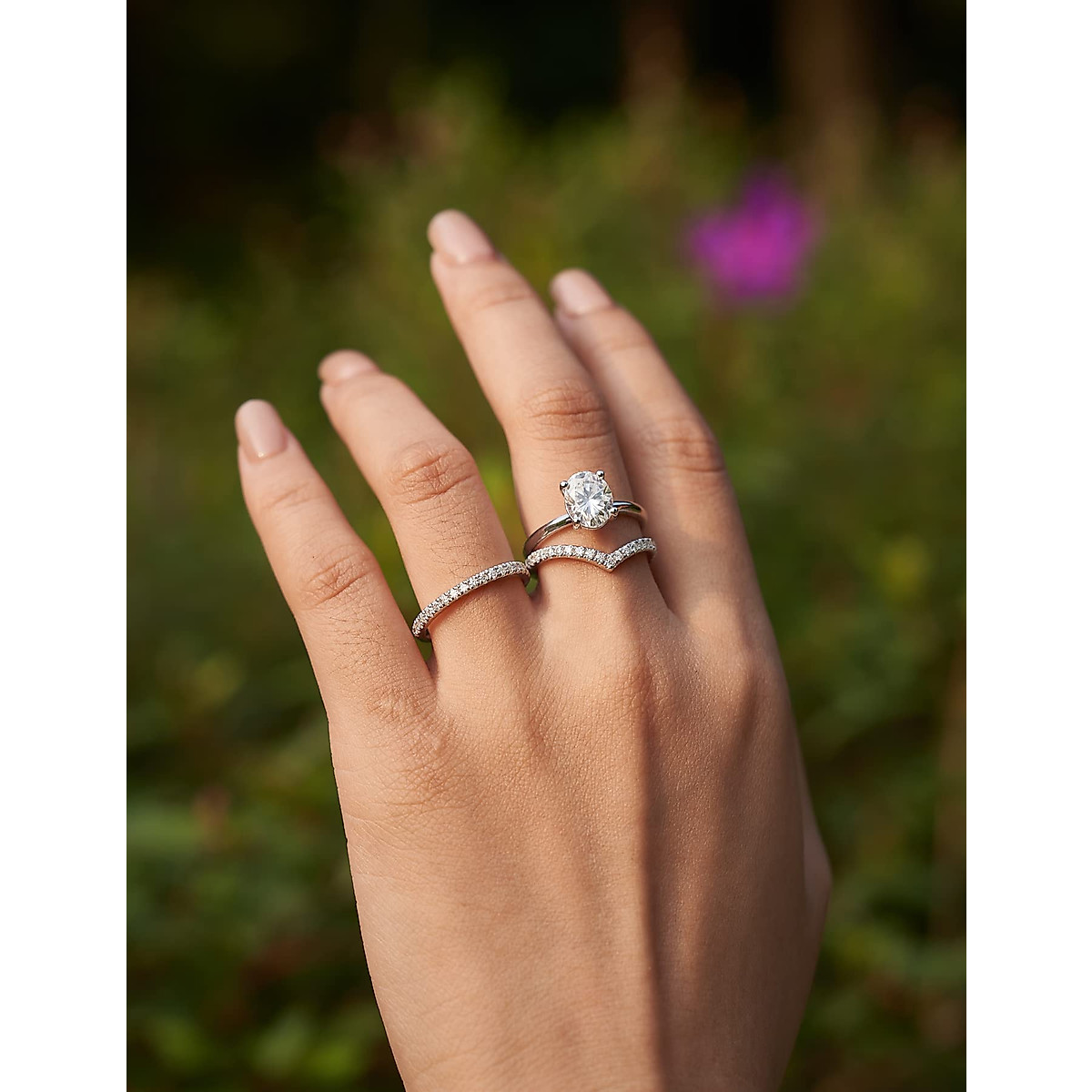 IMOLOVE Moissanite Oval Engagement Rings for Women 1.5CT Oval Ring Sterling Silver 18K White Gold Plated Solitaire Engagement Ring Promise Ring Wedding Ring for Her-70