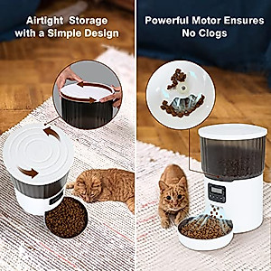 PUET Automatic Dog Feeders, Timed Cat Feeders, 4L Programmable Portion Size Control 1-6 Meals Per Day, Dry Food Dispenser with Desiccant Bag, 10s Voice Recorder