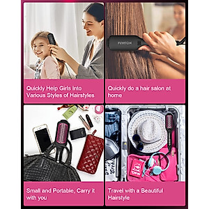 Hair Straighteneing Brush, Negative Ion Hair Straightener Brush with 12 Temp Settings, Fast MCH Ceramic Heating Technology, Anti-Scald, Auto Temperature Lock & Auto Off for Women