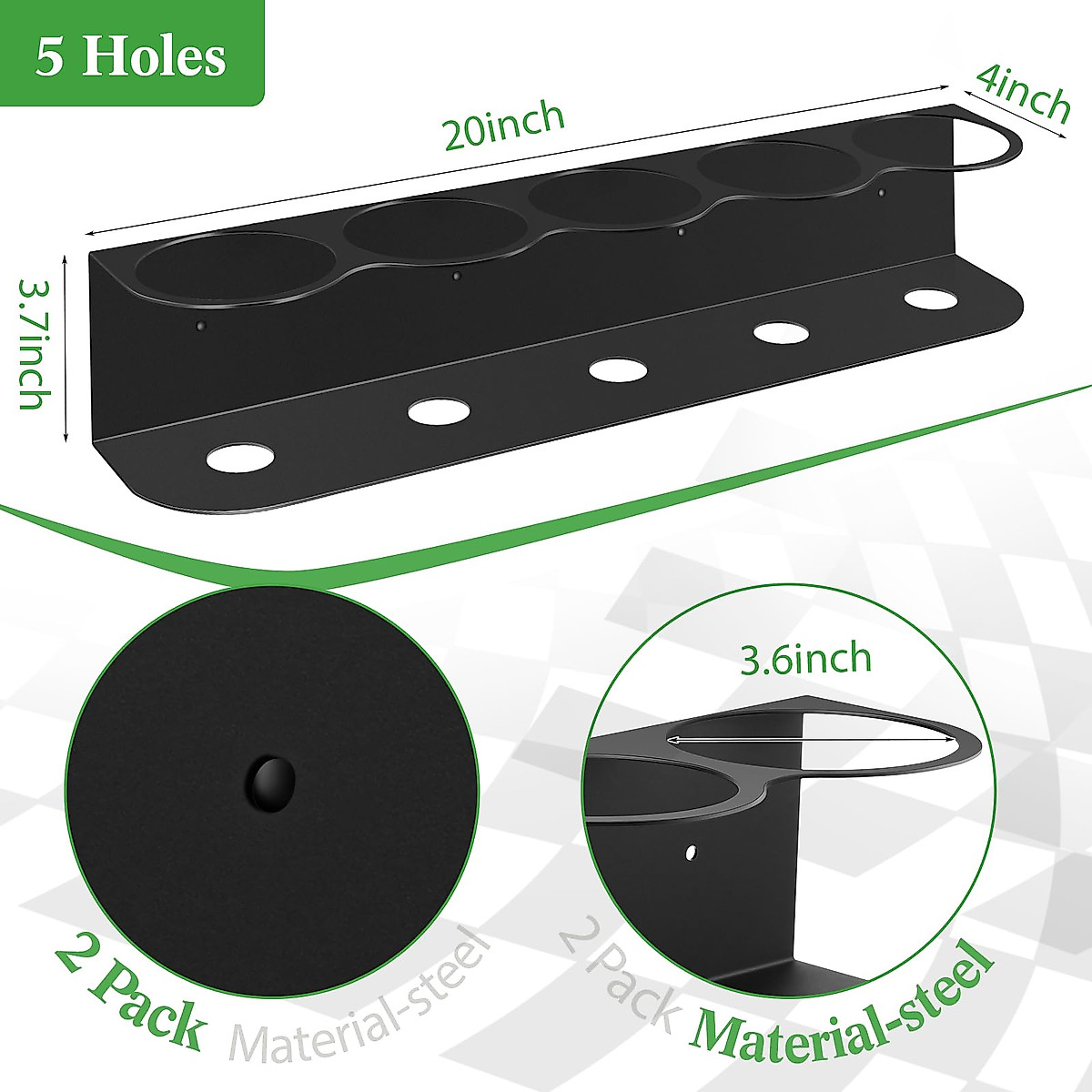 Therwen 2 Pcs 5 Holes All Purpose Steel Spray Bottle Holder Heavy Duty Spray Can Holder Rack Organizer Easy Install Wall Mount Paint Spray Bottle Organizer Storage Rack for Garage Home Workspace