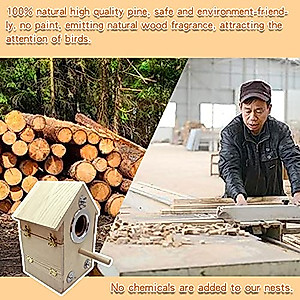 Hamiledyi Parakeet Nesting Box Birds Breeding Wooden Box Parrot Wood House Coconut Fiber Bedding Material Warm Bell Toy Cage Accessories for Finch Cockatiel Lovebirds Aviary 3 Pcs