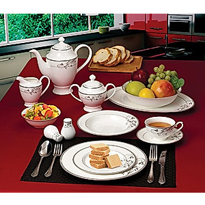 Lorenzo 57 Piece Elegant Bone China Service for 8 Viola Dinnerware Sets, Silver