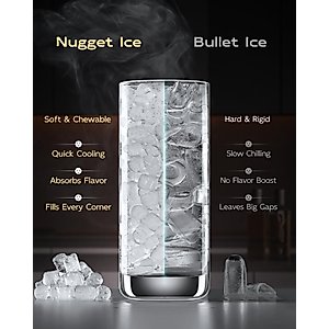 ecozy Nugget Ice Maker Countertop, Intuitive Ergonomic EcoScreen with One-Touch Timer, 33Lbs/24H Pebble Ice Maker Machine, Pull-Out Ice Basket with 3Lbs Storage, Self-Cleaning for Drinks & Cocktails