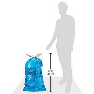 AmazonCommercial Custom Fit Blue Drawstring Trash Bags - Compatible with simplehuman Type D - 0.96 MIL - 108 Count