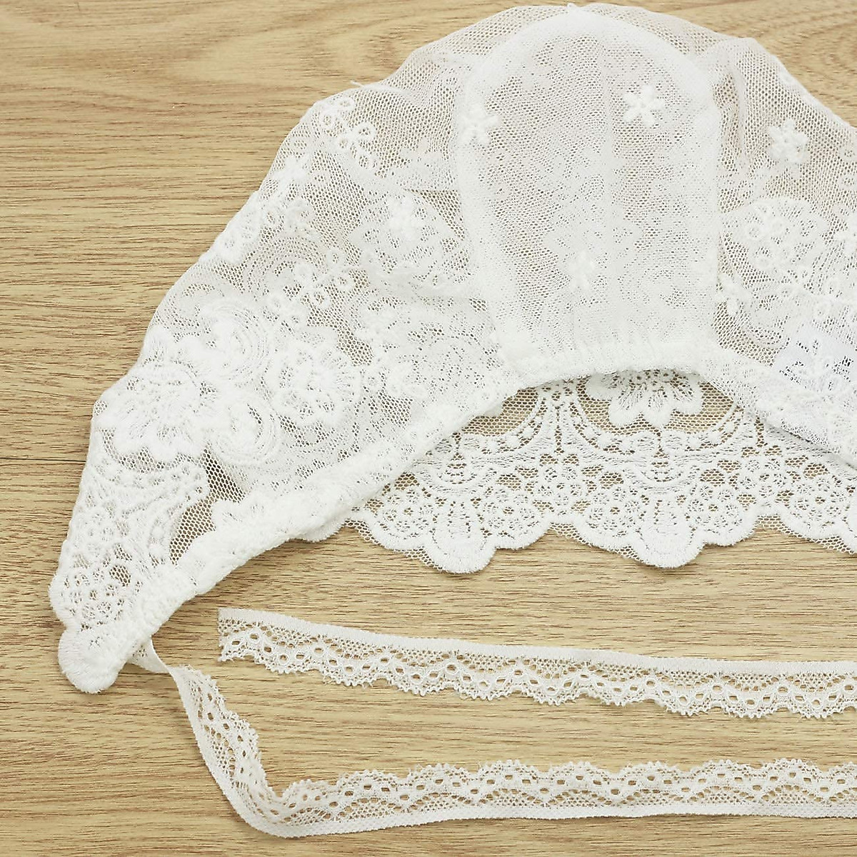 Nihao Baby Baptism Bonnet (F-White Simple Lace Bonnet, 1-2 Years Old)