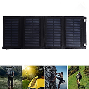20W Solar Charger for Cell Phone, Foldable Solar Panel Charger for Hiking, Camping, Fishing(Black)