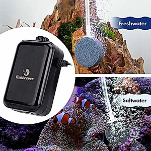 fishkeeper Aquarium Air Pump Fish Tank Aerator 2W/3W/4.5W/6W Ultra Quiet Adjustable Oxygen Pump Fish Tank Air Pump for 5-100 Gallon Tank