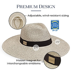 CARKELLA by Wallaroo Women’s Kerrigan Fedora – UPF 50+, Wide Brim, Packable Design, Adjustable Sizing for Medium Crown Sizes – Stylish Sun-Smart Hat for Golf, Resort and Travel (Ivory/Black)