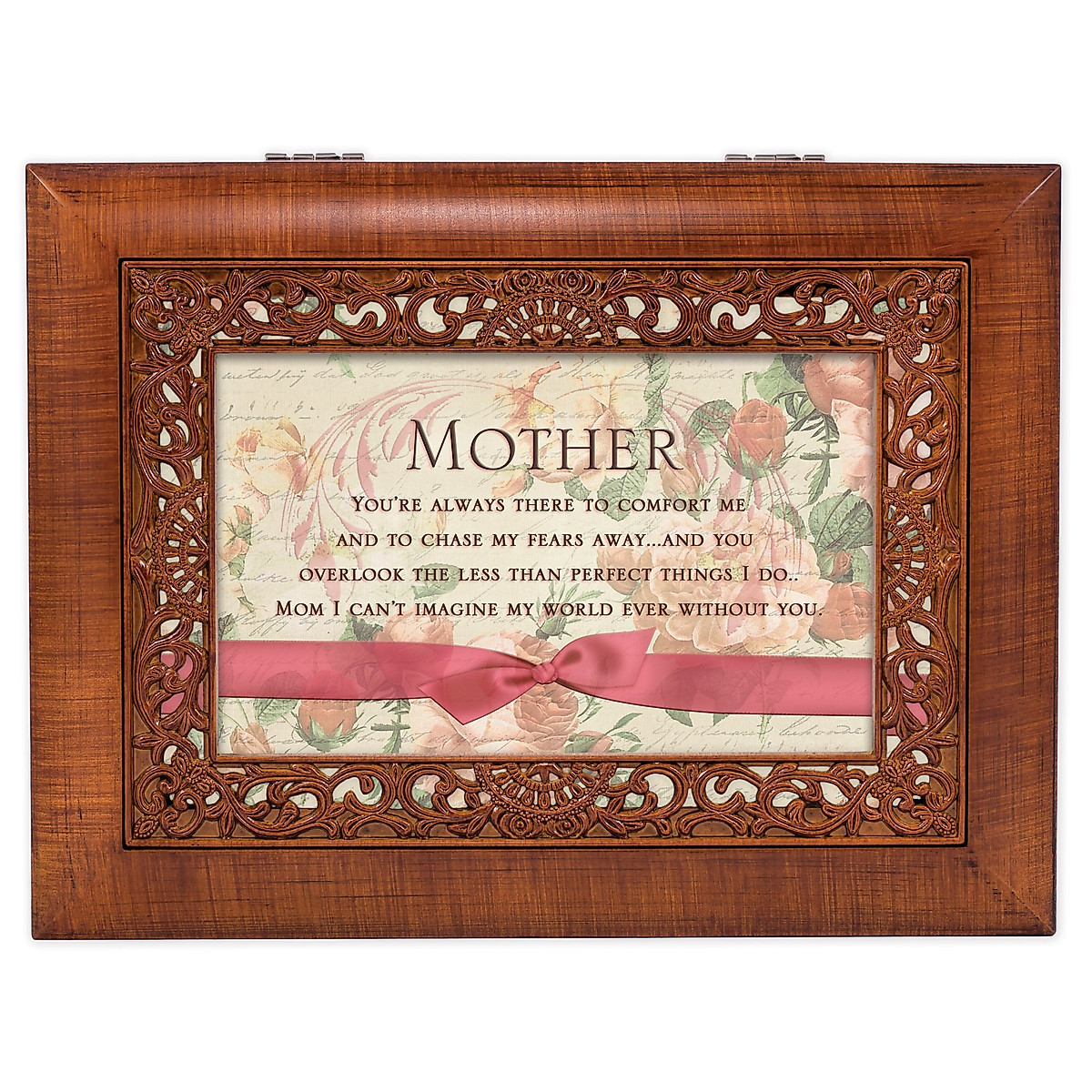 Cottage Garden Mother Woodgrain Ornate Music Box Plays Wind Beneath My Wings