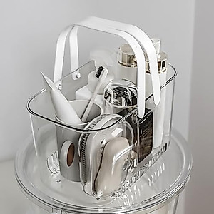 Transparent Multifunctional Shower Caddy Basket, Portable Handle, Waterproof, PET & PP Material, for Bathroom Use