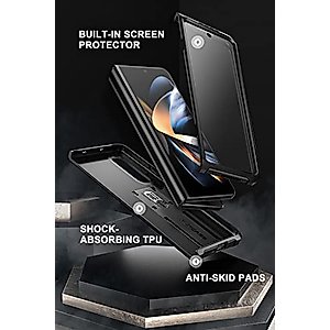 SUPCASE Unicorn Beetle Case for Galaxy Z Fold 4 5G (2022), [Rugged Belt Clip] Shockproof Protective Case with Built-in Screen Protector & Kickstand (Black)