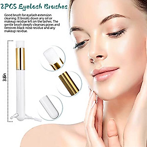 120ml/4.04fl.oz Eyelash Extension Cleanser, Lash Shampoo for Eyelash Extension Eyelash Brush with Cap Lash Fan Mascara Brush Wash Bottle Reusable Makeup Remover Pad, Paraben & Sulfate Free (Original)